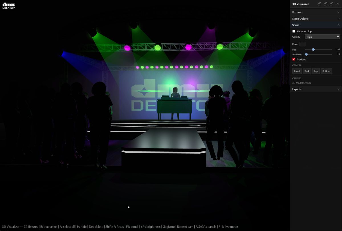 Built-In 3D Lighting Visualizer - DMXDesktop